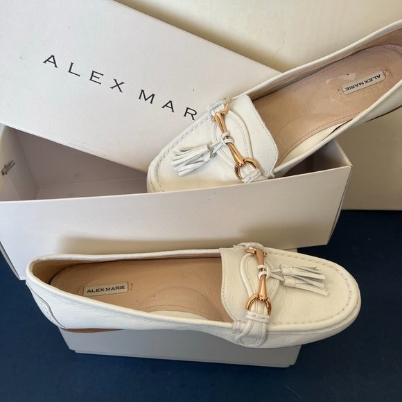 Alex Marie | Shoes | Alex Marie White Leather Penny Loafers | Poshmark